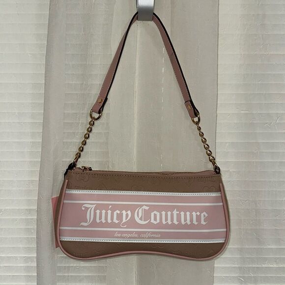 Juicy Couture | Bags | Jc Tan Blush Pinkwhite Tooled Logo Faux Leather ...